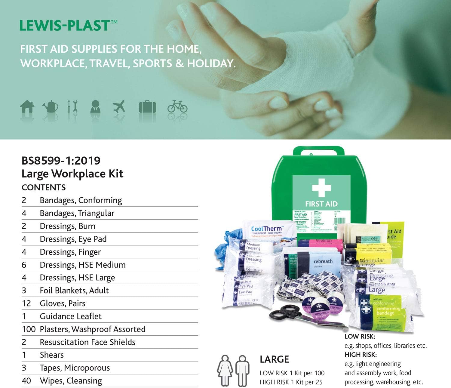 Lewis-Plast Reliance Medical First Aid Kit Box – Low Risk High Risk ...