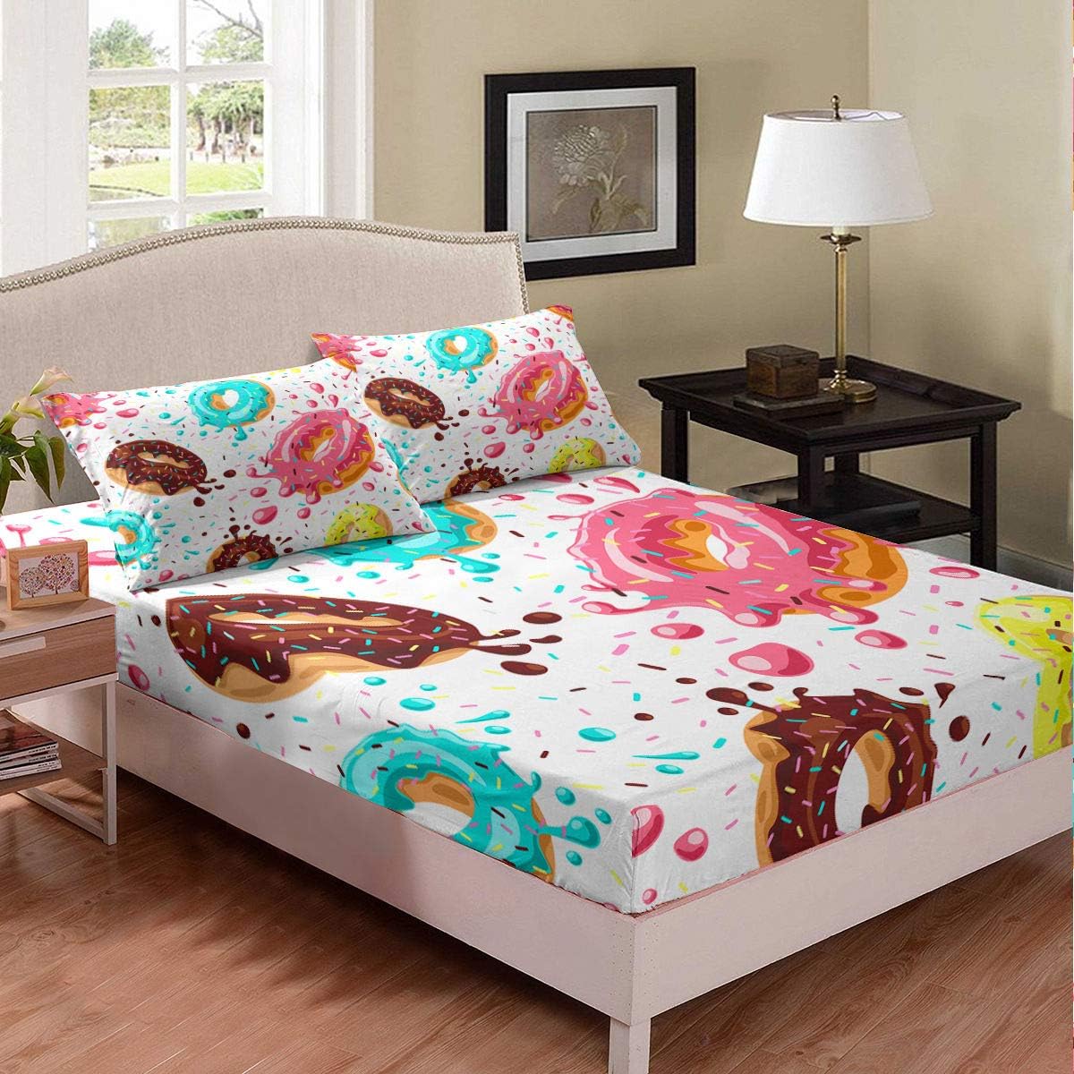 Amazon.com: Erosebridal Donuts Bedding Set Kids Girls Dessert Bed Cover ...