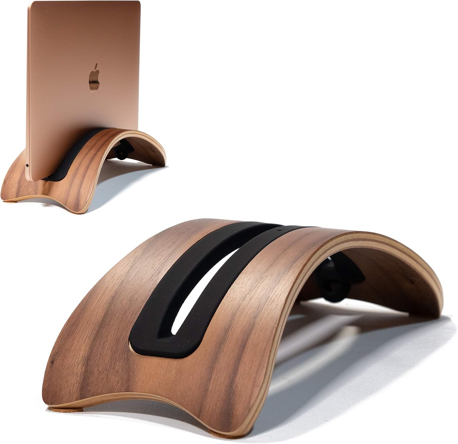 Vertical wooden laptop stand for MacBook by Vrtcal (Black Walnut ...