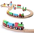 Amazon.com: SainSmart Jr. Wooden Train Set for Toddler with Double-Side ...