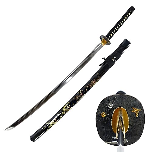 Makoto Hand Forged Razor Sharp 41" Black Samurai Katana Sword - Hand ...