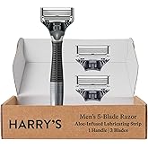 Amazon.com: Harry's Razors for Men, 1 Handle (Chrome Edition) and 3 Razor Blade Refills with ...