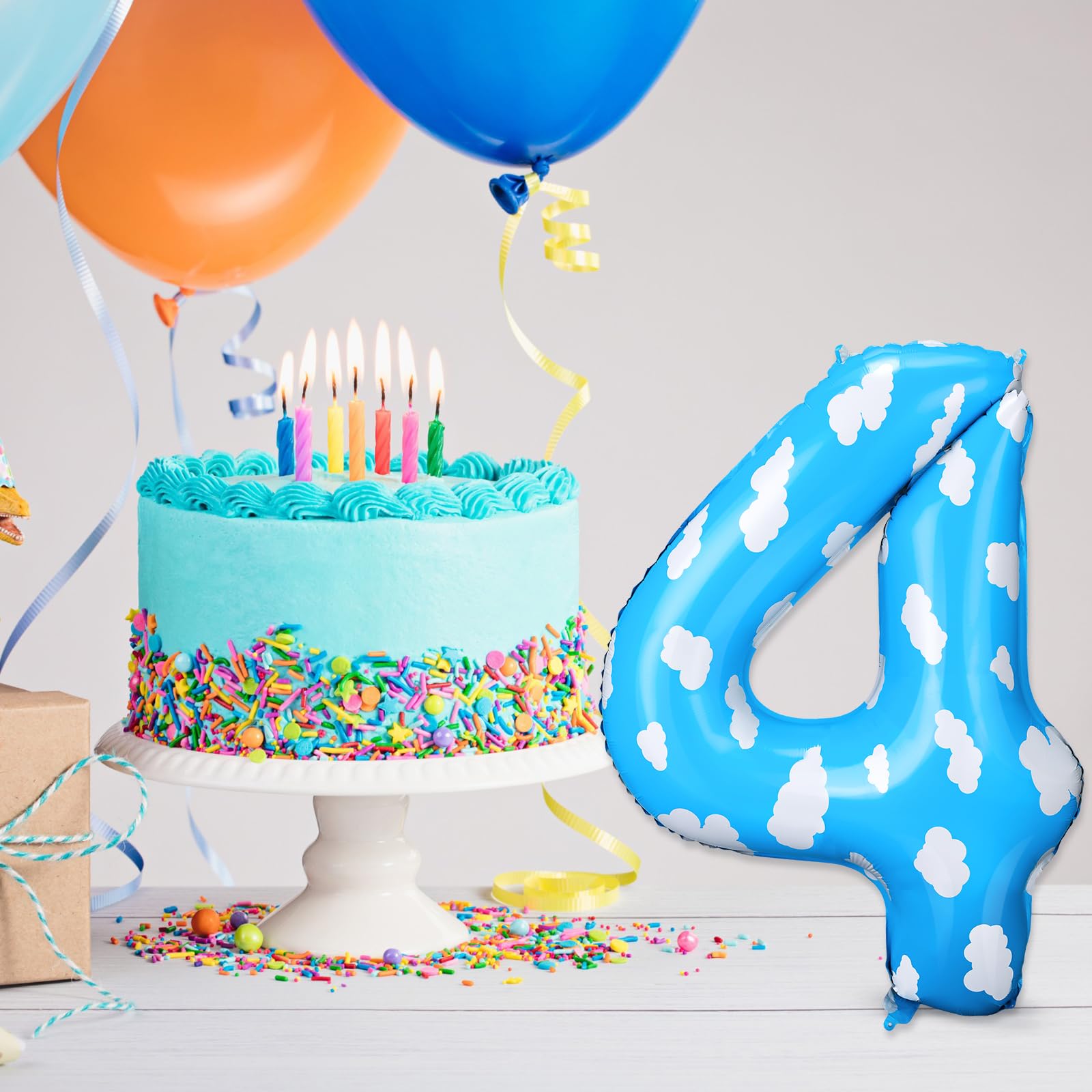 Mua 40 Inch Large Number 4 Balloon Blue Clouds Number Balloon Story ...