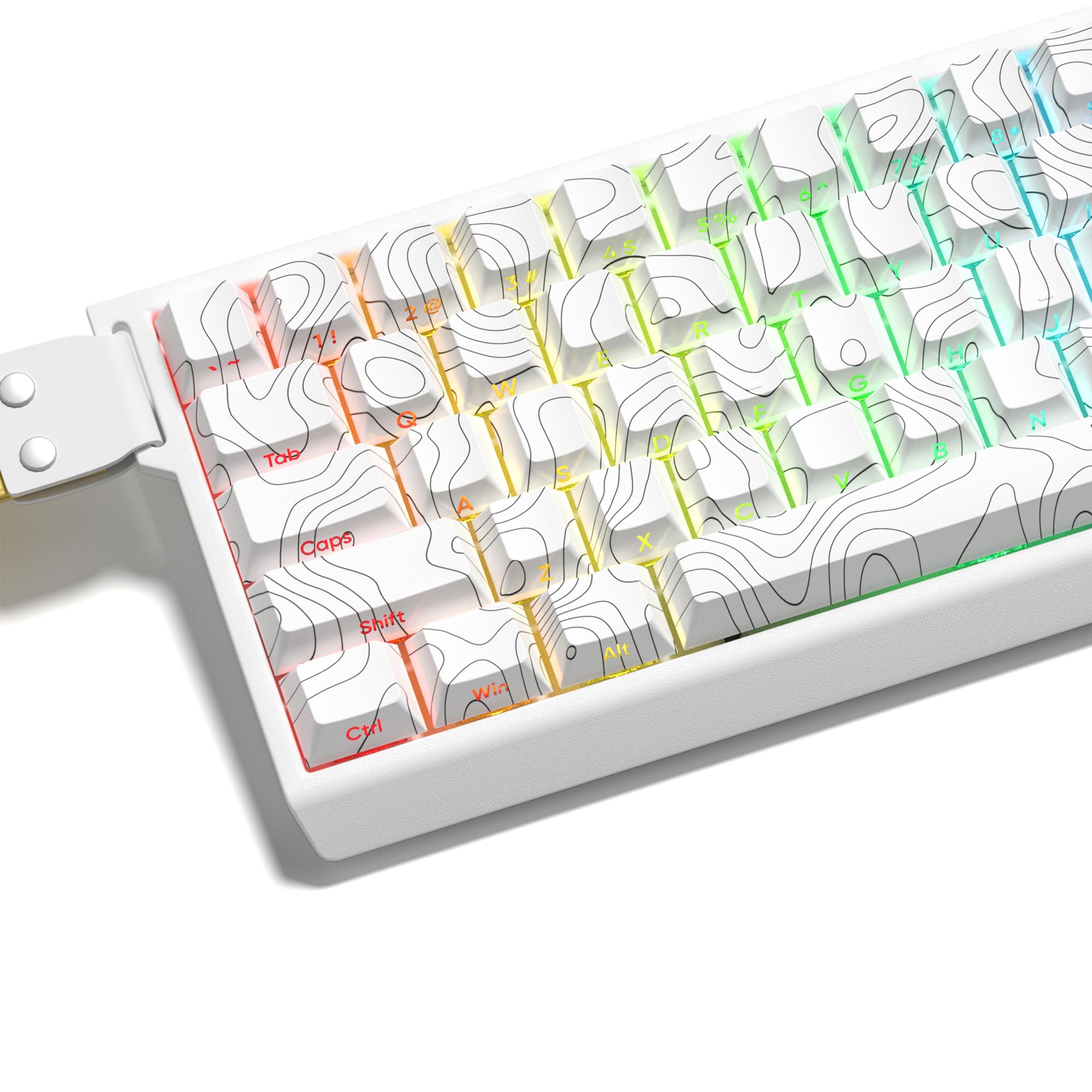 Mua Side Printed-PBT keycaps,White Topographic,Shine Through,Double ...
