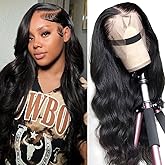 Amazon.com : MsSunlight 13x4 HD Lace Front Wig Human Hair 180% Density 28 Inch Body Wave Human ...