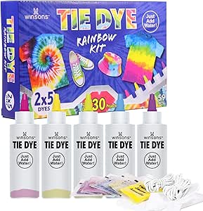 Amazon.com: WINSONS Tie Dye Kit 5 Colors Permanent Fabric Dye Art Set ...