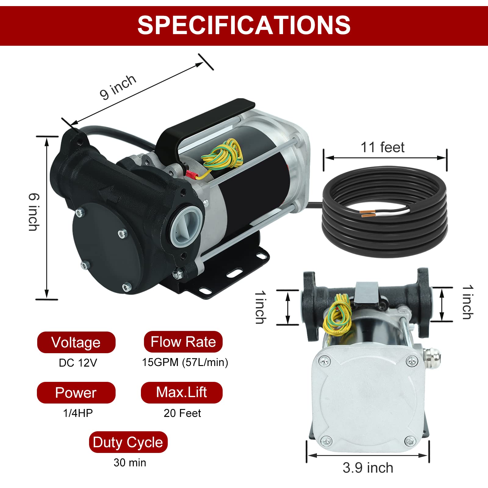 Mua BLACKHORSE-RACING 12V Gasoline Fuel Transfer Pump Kit, 15 GPM / 57 LPM Self-Priming Fuel ...