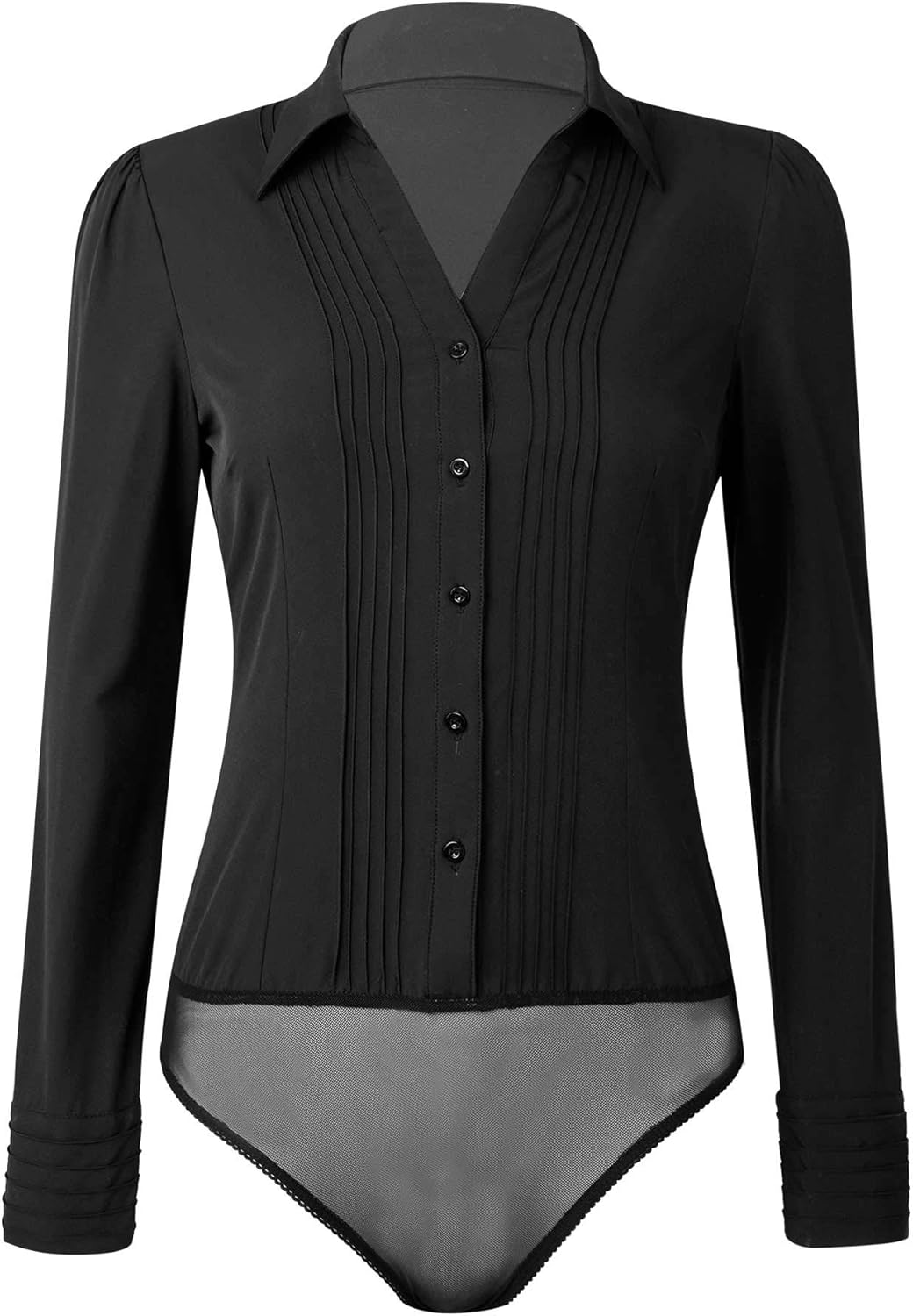 Aislor Damen Bluse Blusenbody Langarm Business Top Body Bodybluse mit ...