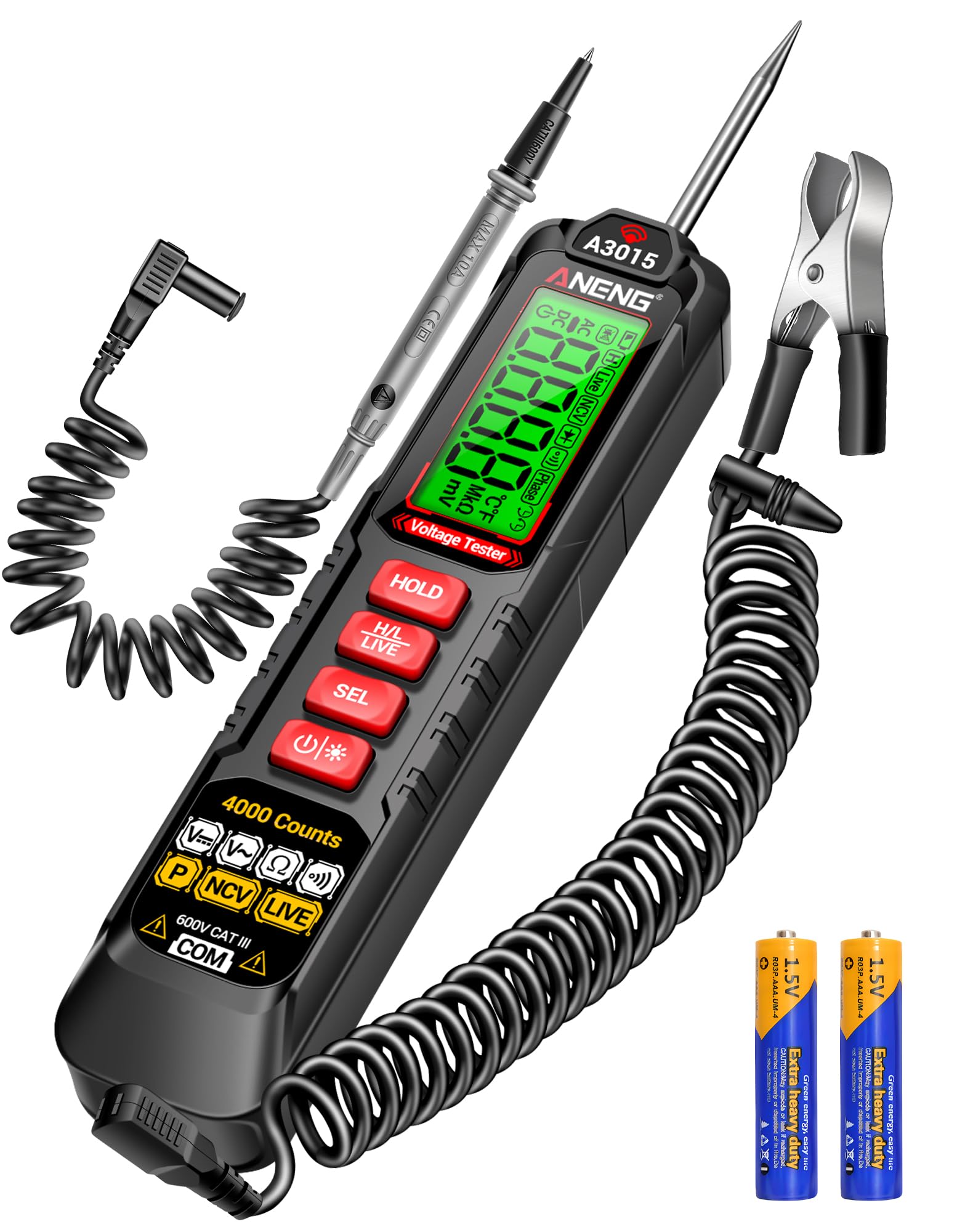 ANENG 0.5V-600V Multimeter,AC/DC Automotive Test Light,Buzzer Circuit ...