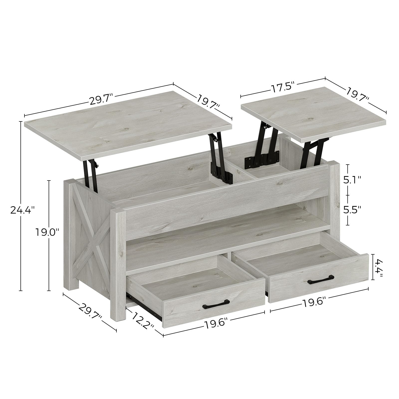 Mua Seventable Coffee Table, 47.2" Lift Top Coffee Table with 2 Storage ...