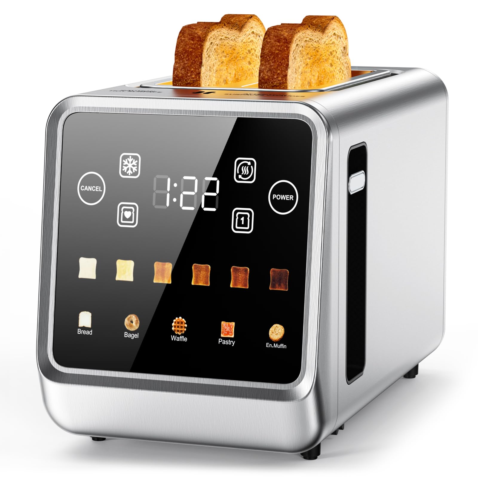 Touch Screen Toaster 2 Slice, Stainless Steel Smart Digital Toasters ...