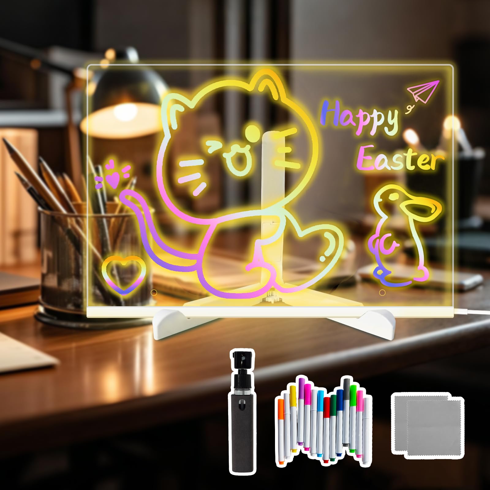 Upgrade LED Note Board with Colors,Acrylic Message Board with 7-Color ...
