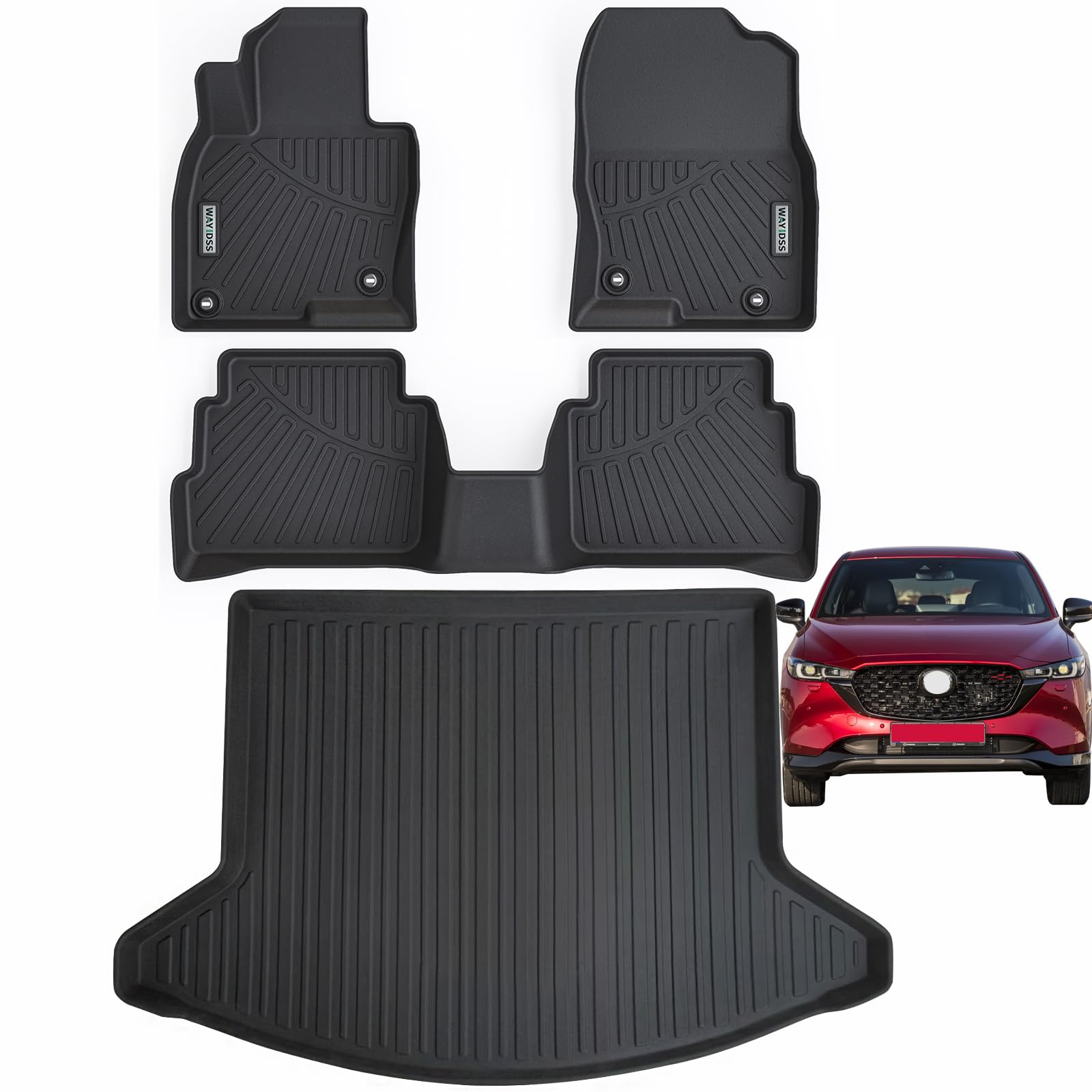 WAYIDSS Floor Mats &Trunk Mat for Mazda CX-5 2017-2024 2025, 2 Rows Full Set with Cargo Liner ...