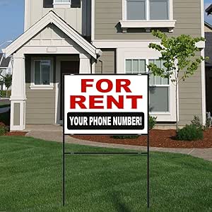 Amazon.com: BuildASign for Rent Aluminum Yard Sign with 18x24 Metal ...