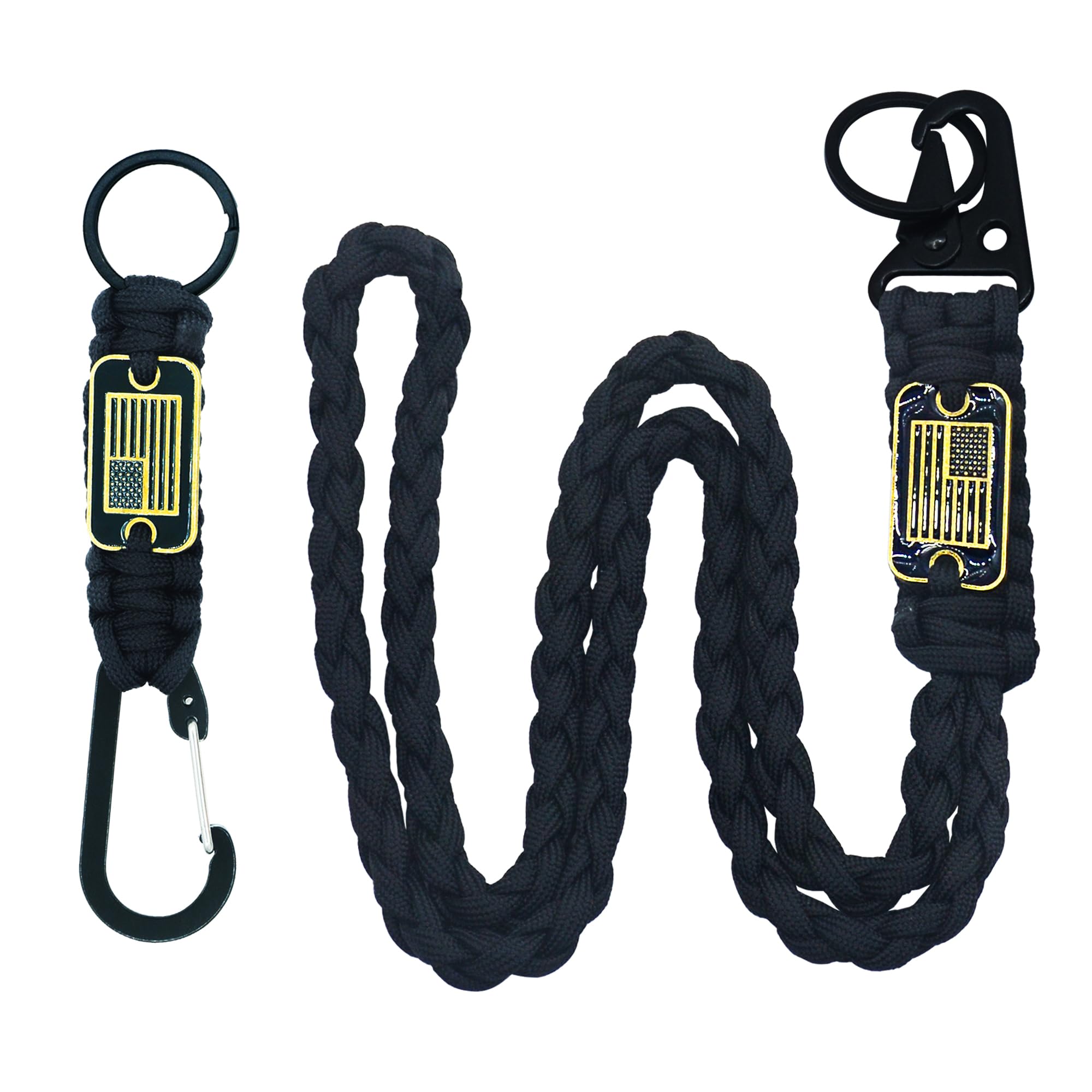 PokShow 2Pcs Heavy Duty Black Paracord Keychain Lanyard Set,included ...