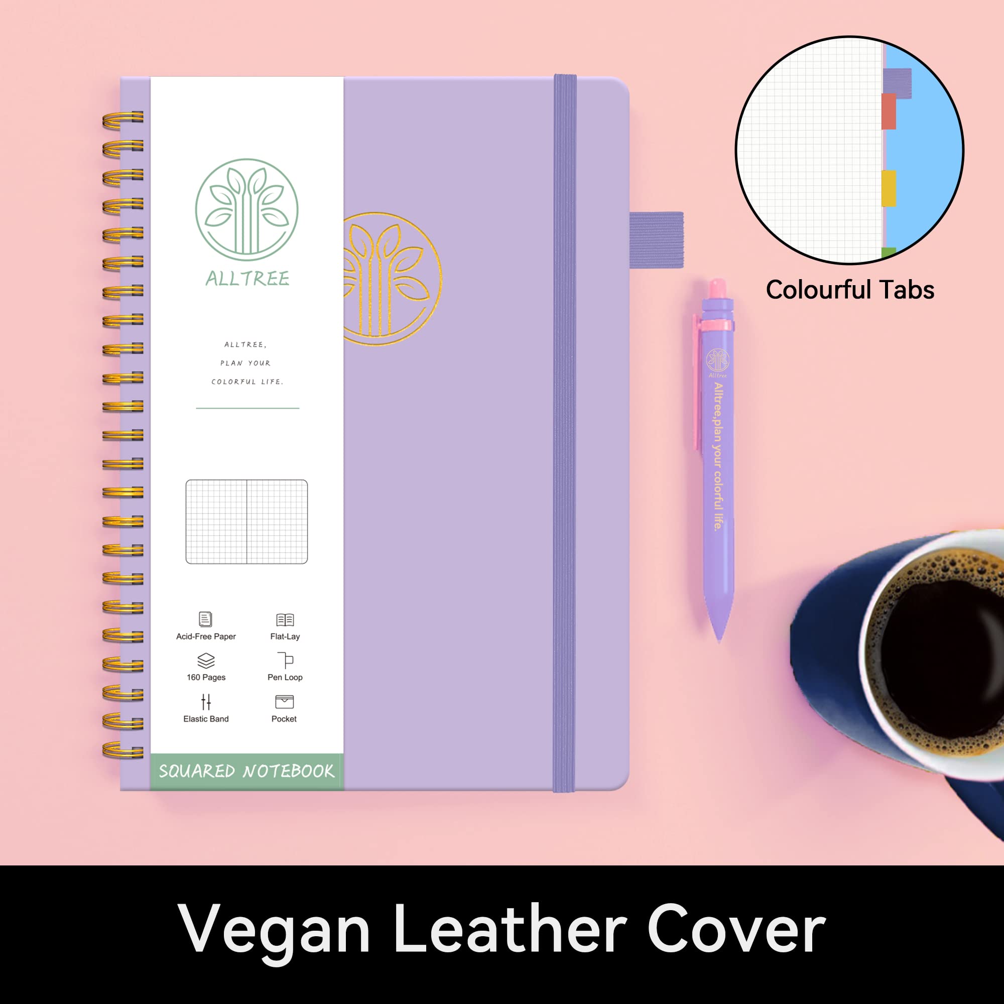 Large Graph Notebook Journal, Spiral Grid Notebook, A5 Medium, Leather ...