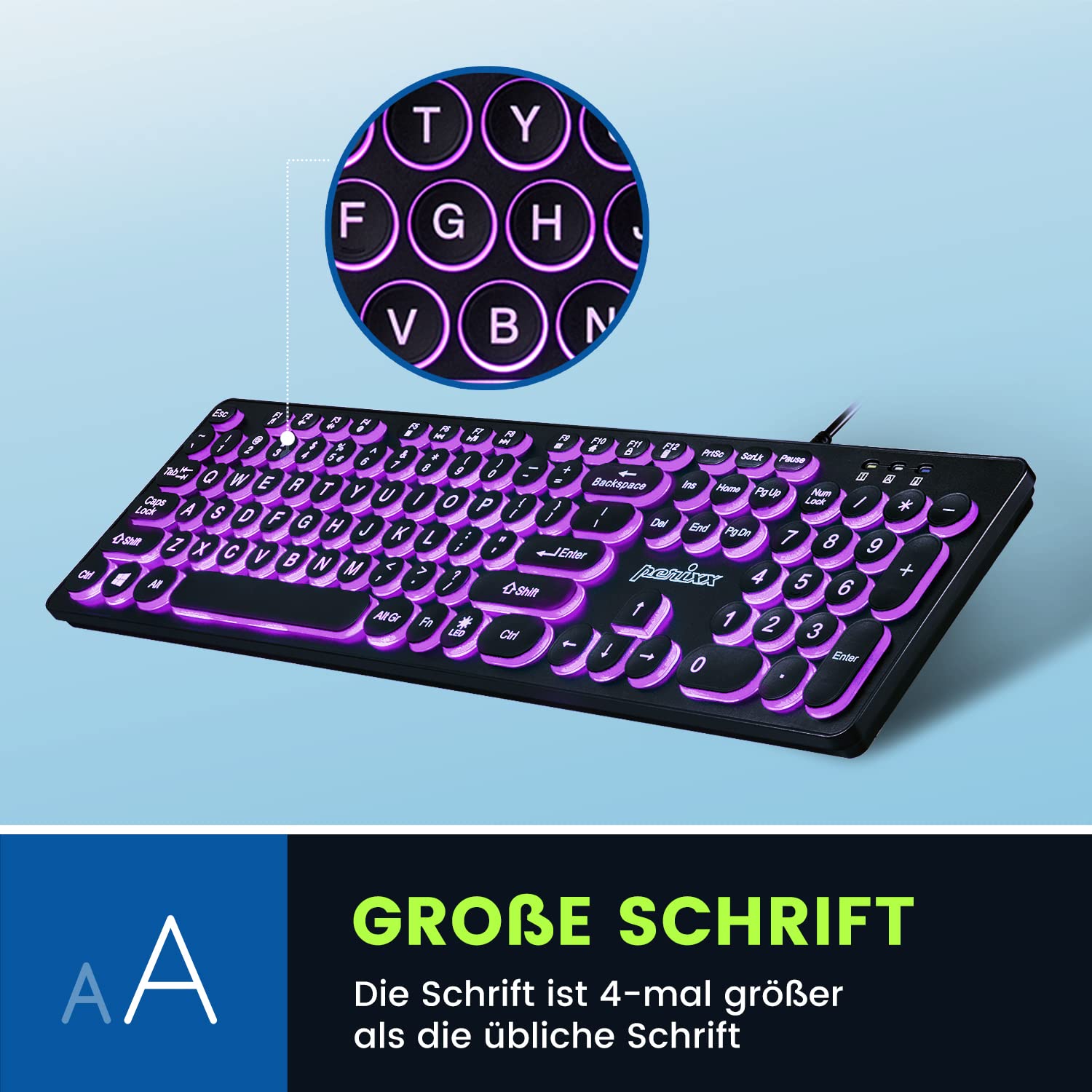 Mua Perixx PERIBOARD-317R Wired USB Backlit Keyboard - Capital Letters ...