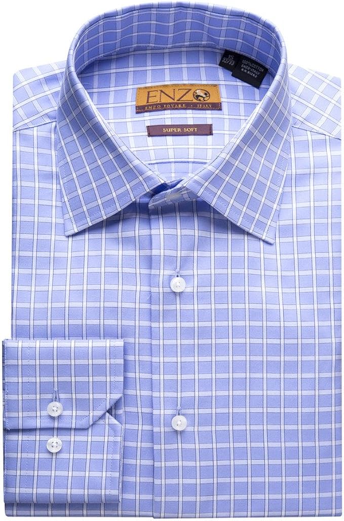 Enzo Mens Modern Fit Long Sleeve Cotton Twill Dress Shirt at Amazon Men ...
