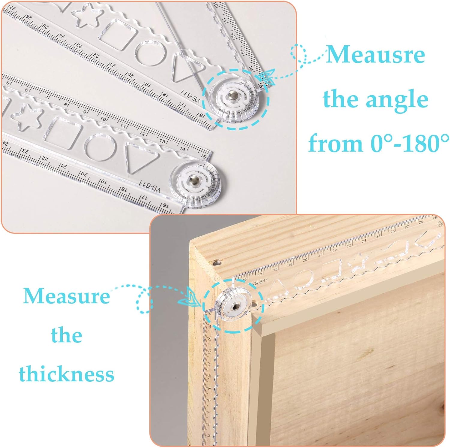 3 Pieces Folding Rulers, Flexible Ruler 12 Inch Transparent Rulers ...