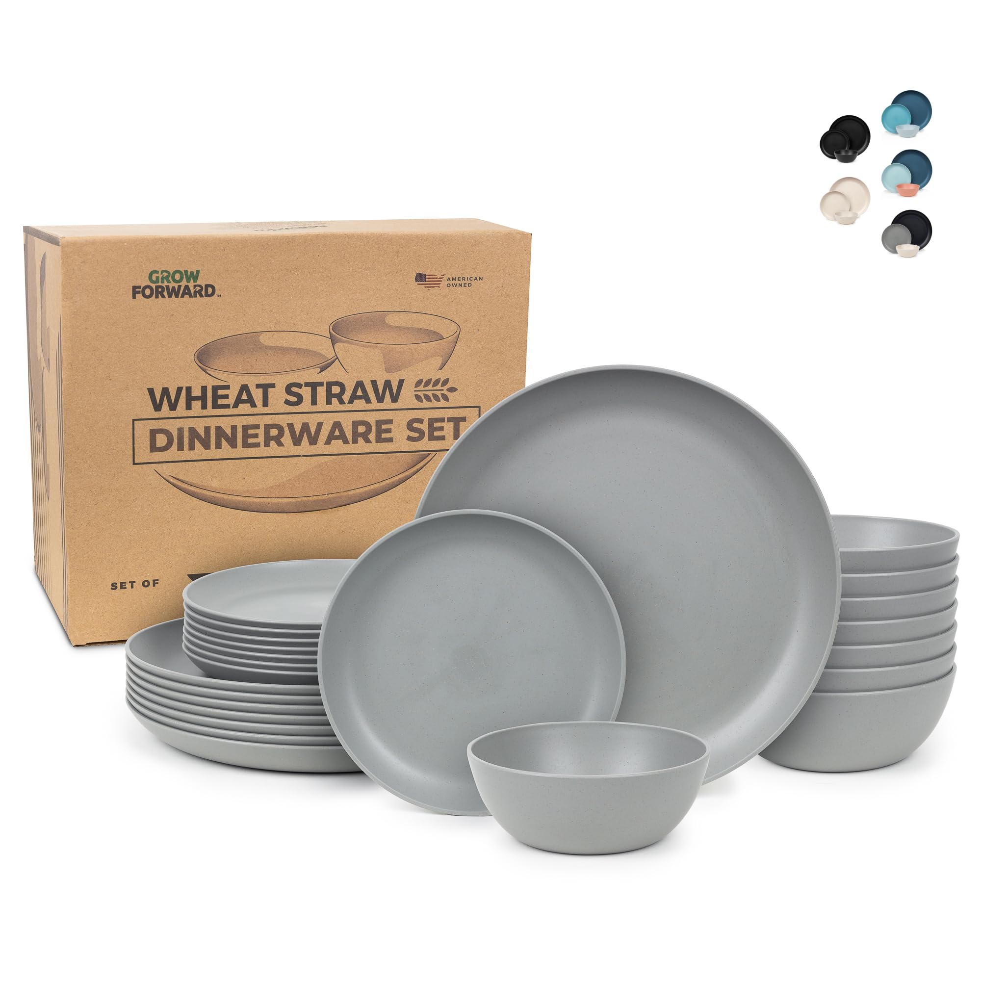 Grow Forward 24-piece Premium Wheat Straw Dinnerware Sets for 8 ...