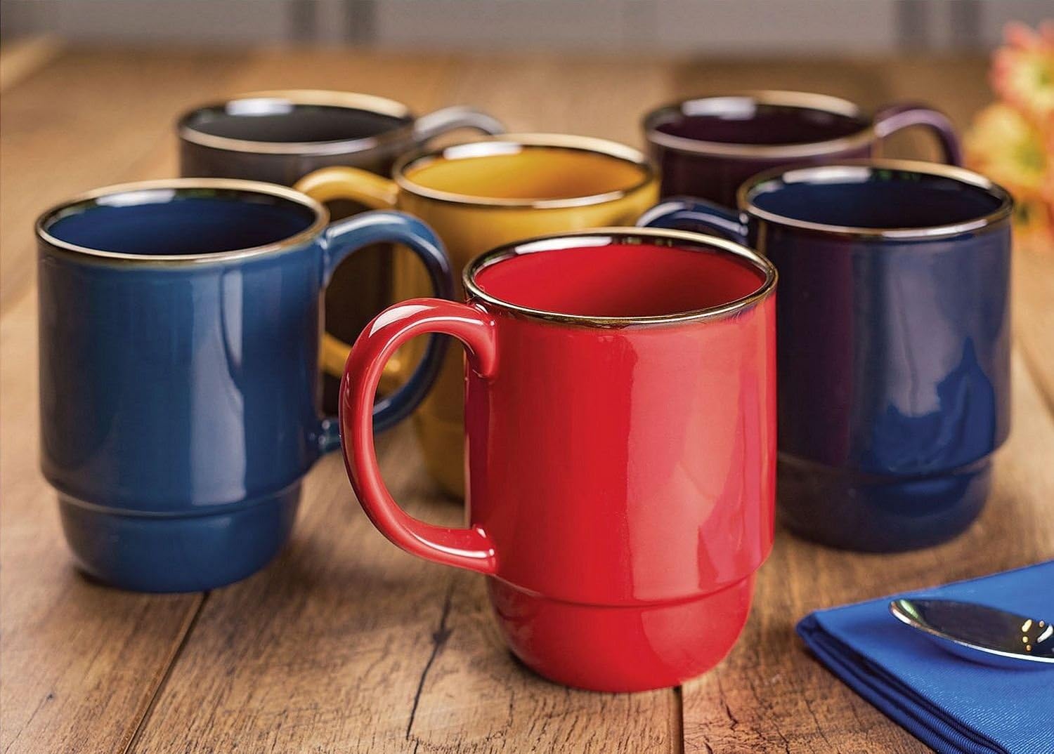 Amazon.com: Stoneware Stacking Mugs, Set of 6: Kitchen & Dining