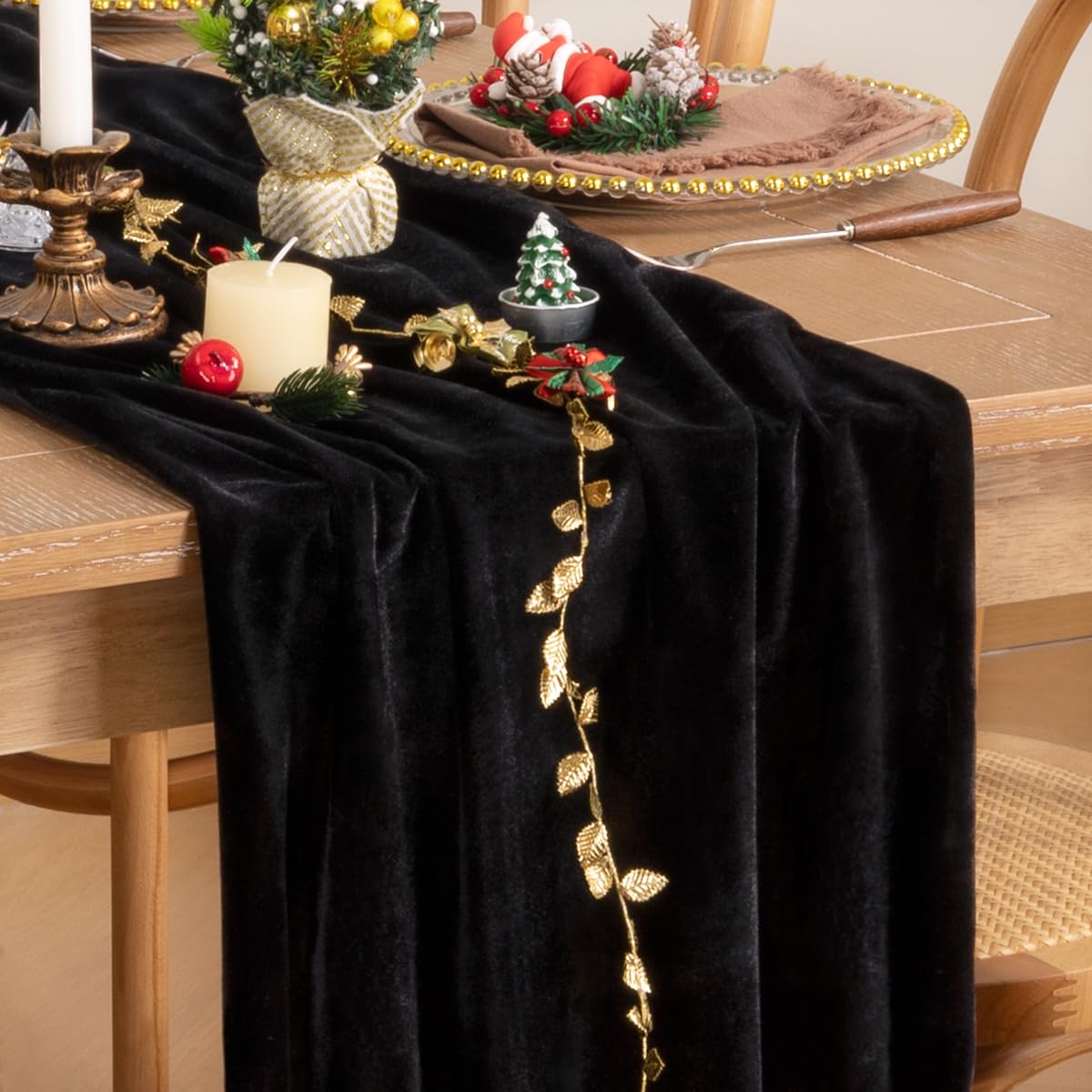 DeZerlor 5 Pack Black Velvet Table Runner Spring Table Runners 20 x 120 ...