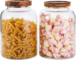 Amazon.com: Bekith 2 Pack Large Glass Food Storage Container with ...