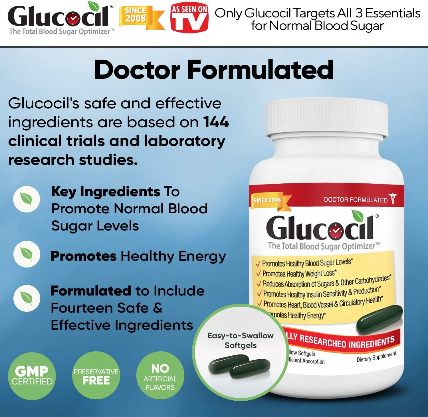 Glucocil – The Total Blood Sugar Optimizer – 3-Pack – DailyNutriPlus.com