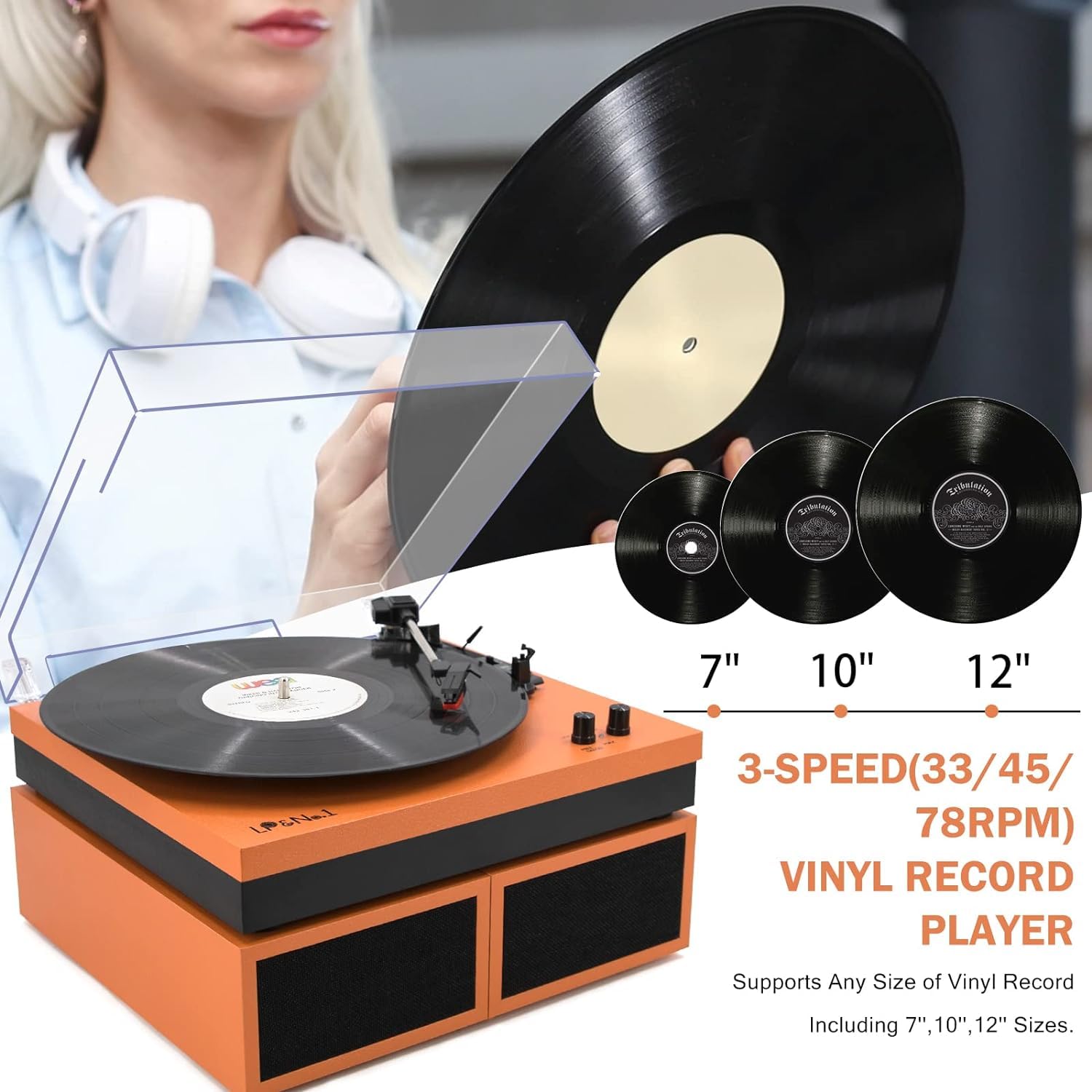 Mua Vinyl Record Player, Vinyl Turntables with Dual Stereo Bookshelf ...
