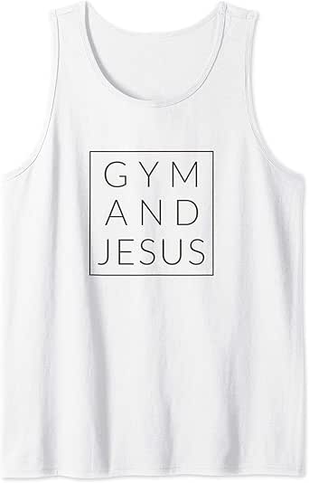 Amazon.com: Gym and Jesus, Christian Workout, Fun Modern Fitness Tank ...