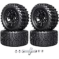 Amazon.com: Hobbyfire PreGlued 12mm Hex 1/10 Scale RC Truck Tires and Wheels Compatible with ...