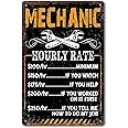 Amazon.com: Funny Mechanic Shop Sign Mechanic Hourly Rate Metal Tin ...