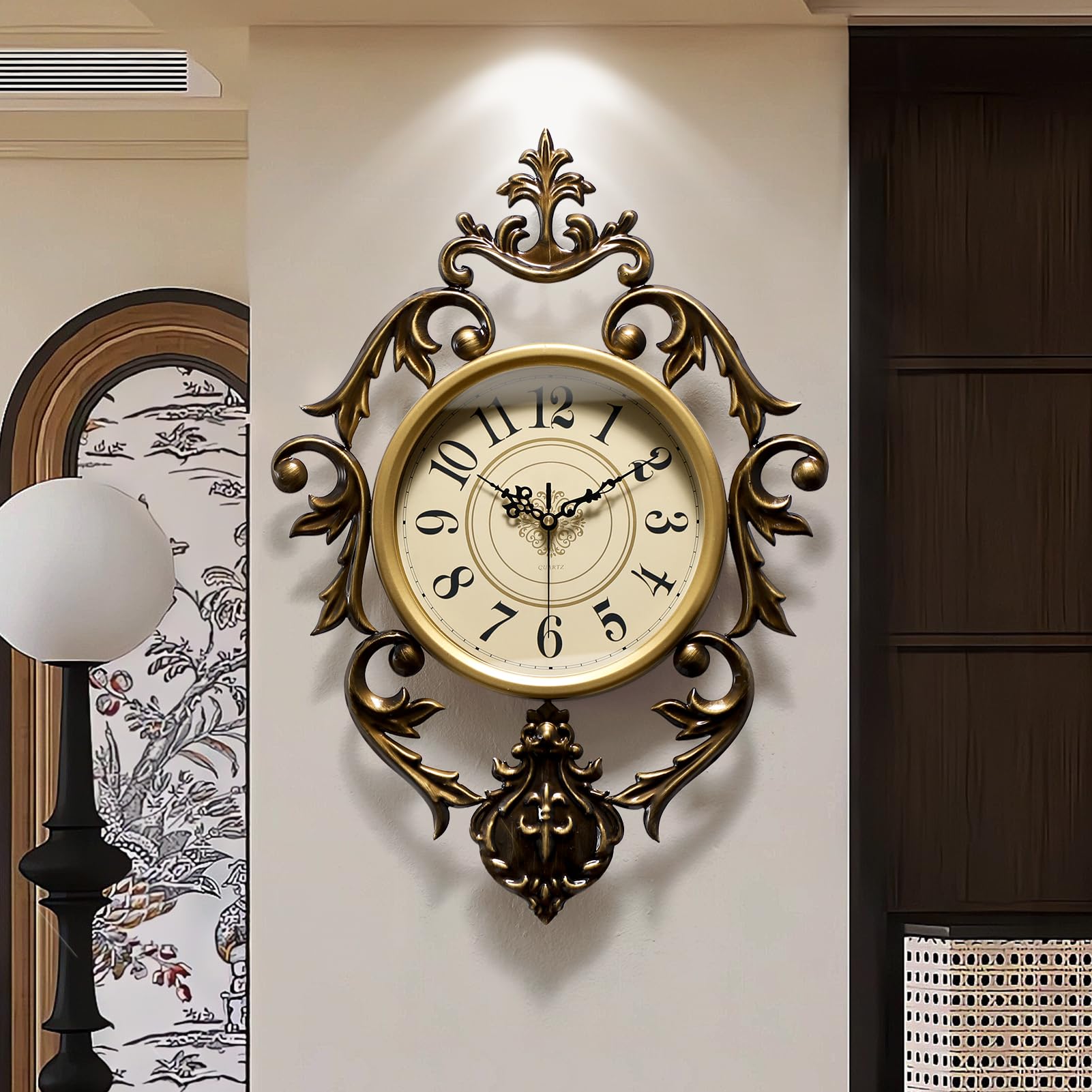 HEBOIX Vintage Wall Clock, Antique Decor, Battery Operated,Non Ticking ...