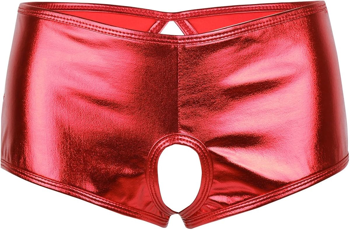 iixpin Damen Wetlook ouvert-Panty Slip Tanga Dessous-Unterwäsche Frauen offener Schritt Latex ...
