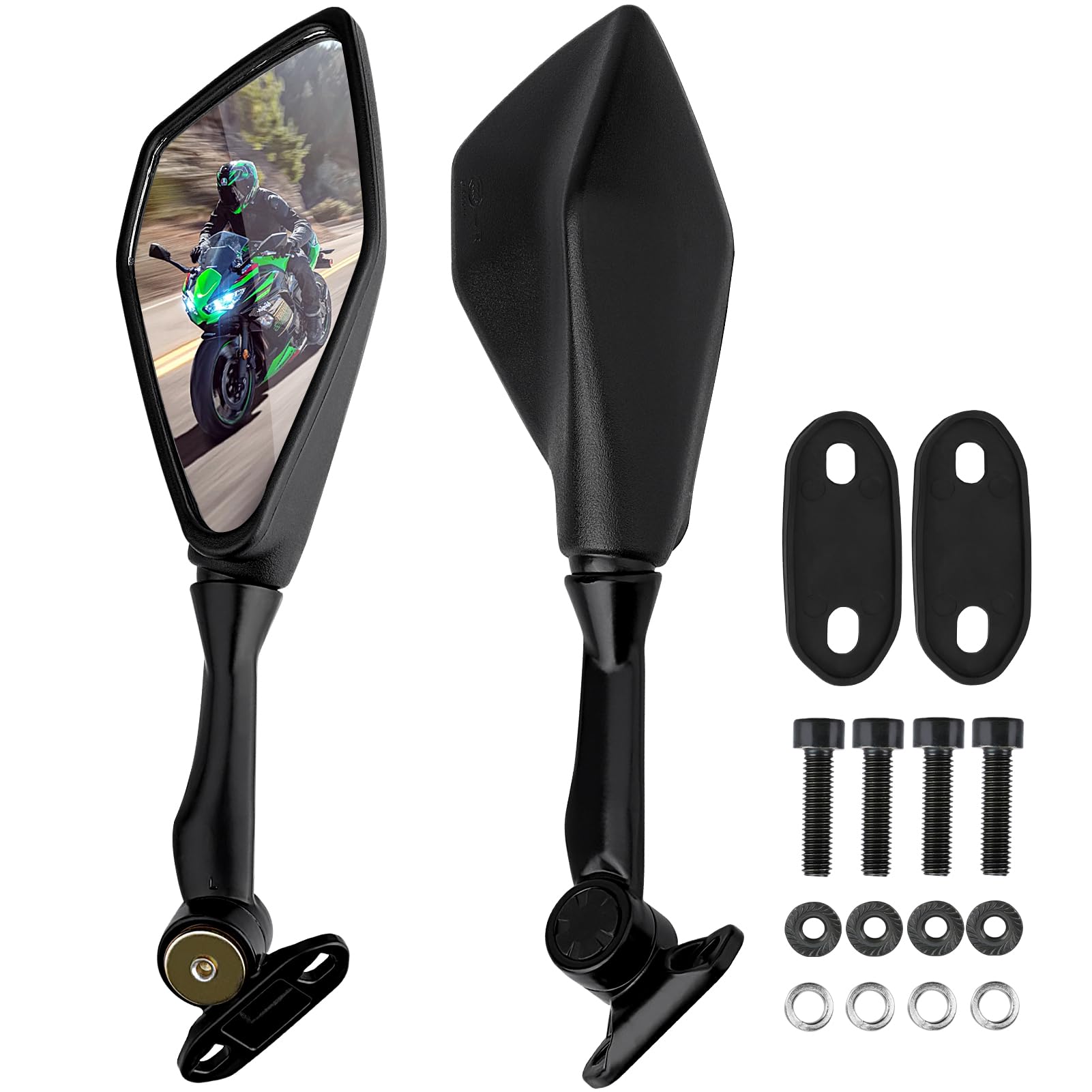 Refitial Motorcycle Rear View Mirrors for Ninja 300 250 ZX6R EX300 636 ...
