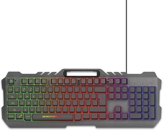Monster USB Wired Gaming Keyboard with Multi-Color LED Backlit Keys and ...