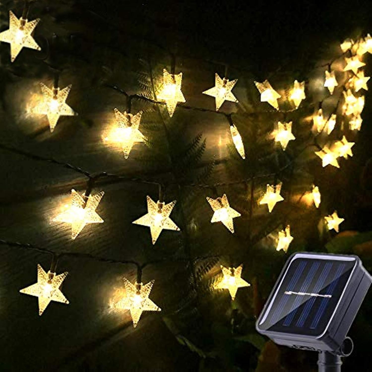 Chipark Solar Star String Lights Garden, 50 LED Star Fairy Lights ...