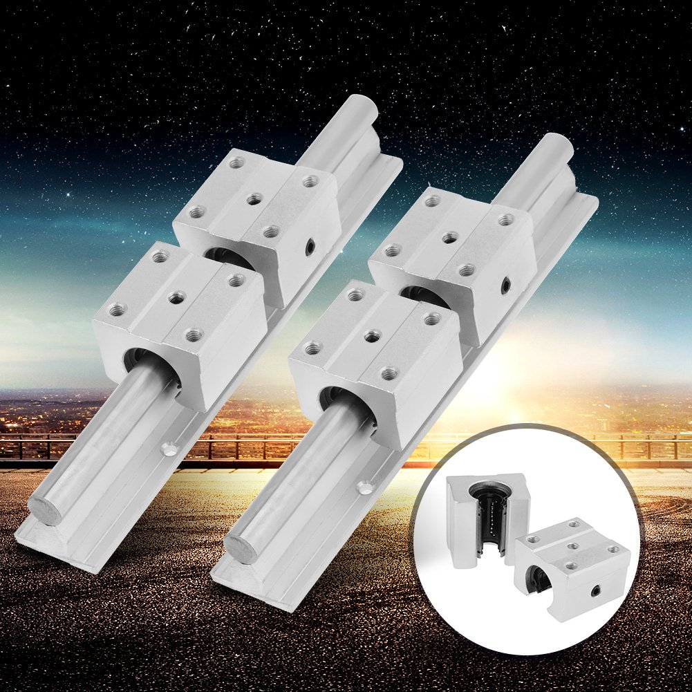 2 Pieces SBR12 Linear Guide Rail 200mm with 4 Piece SBR12UU Sliding Block for Routers Mills and ...