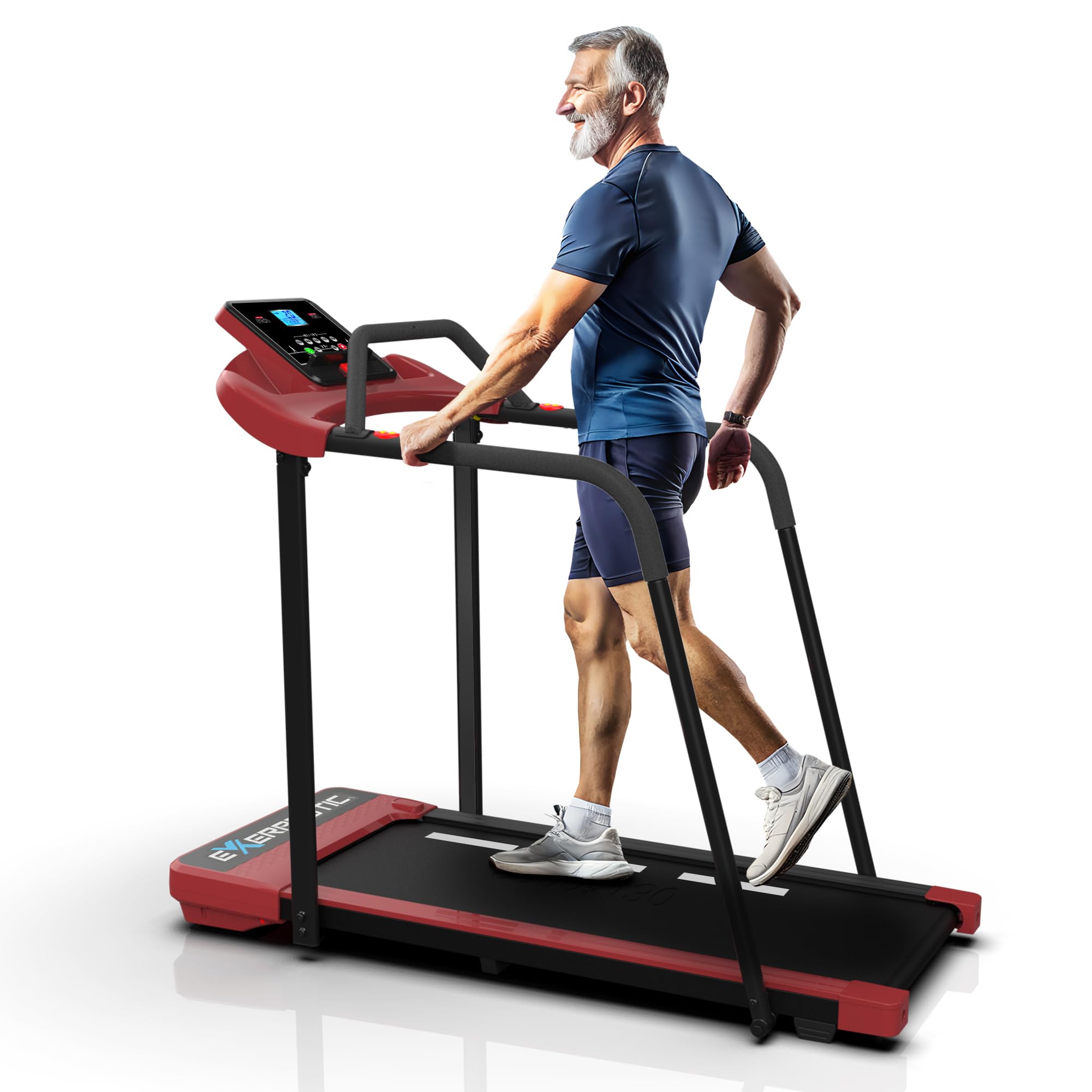 Senior Fitness Treadmill, 400 lb Capacity, Safe Design with Full-Length ...