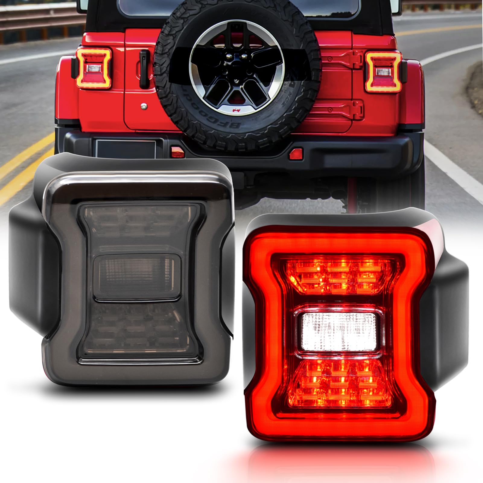 OKSIWA Full LED Tail Light Fit for 2018 2019 2020 2021 2022 2023 Jeep ...