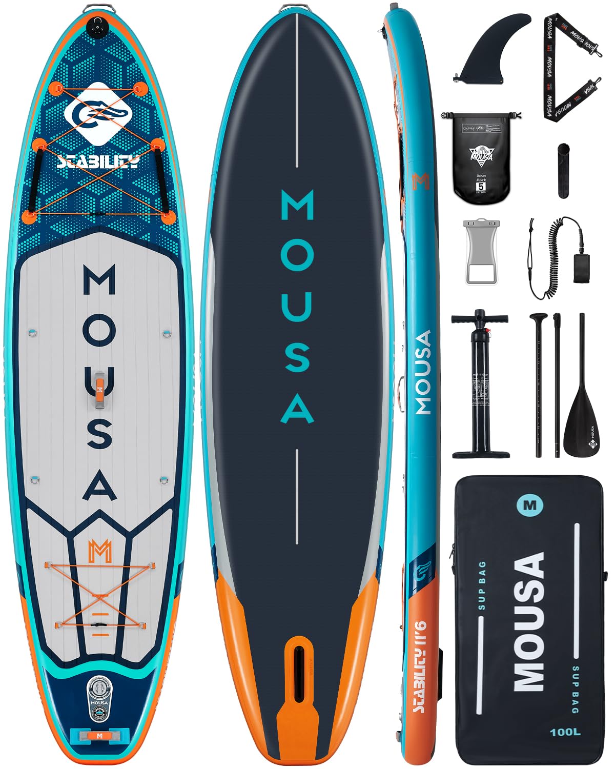 MOUSA 11'6''×35" Extra Wide Inflatable Stand Up Paddle Board, Stable ...