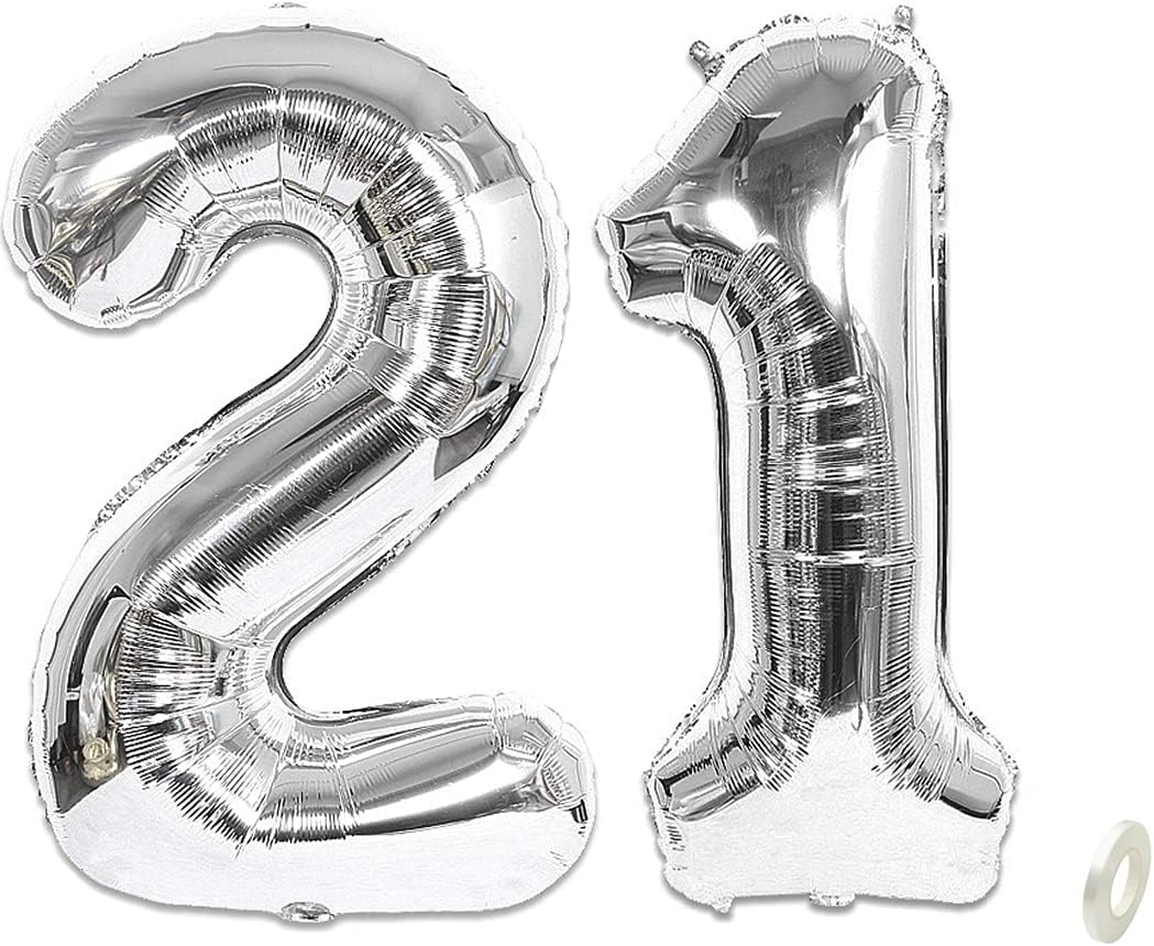 Aabellay Silver Number Balloons Large Foil Mylar Balloons 40 Inch Giant ...