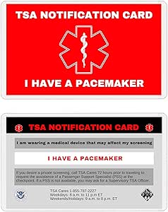 Amazon.com : TSA Notification Card for PACEMAKER wearers - Wallet ...