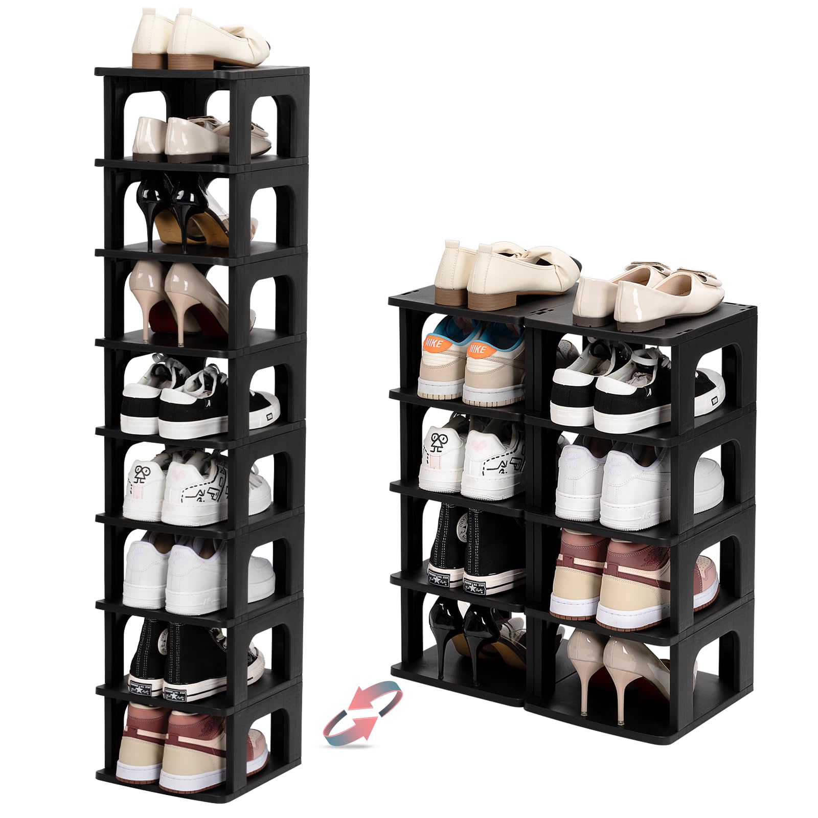 TRZZ 10-Tier Small Shoe Rack for Entryway, DIY Small Shoe Organizer ...