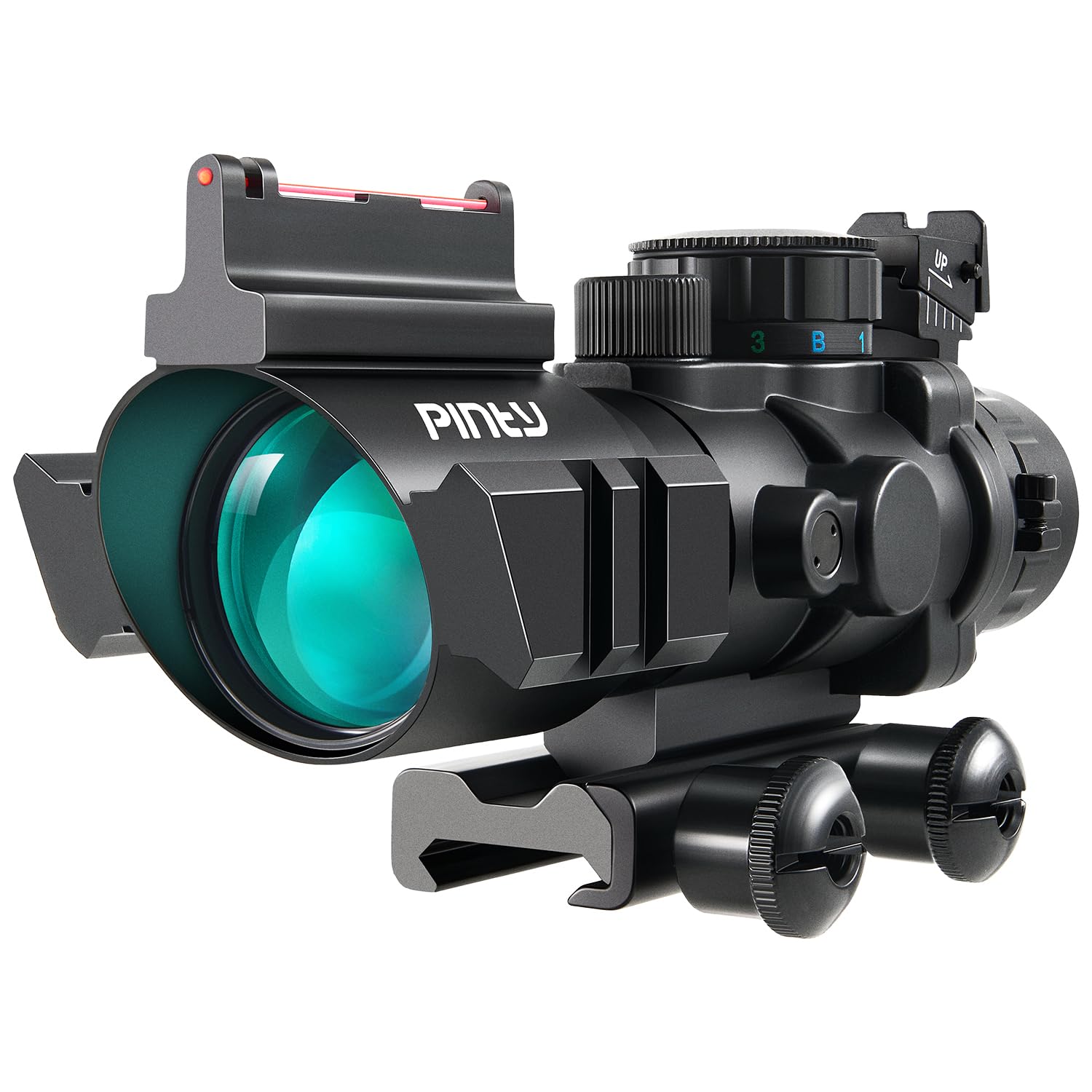 PINTY 4x32 Tactical Rifle Scope with Fiber Optic Sight, Red Green Blue ...