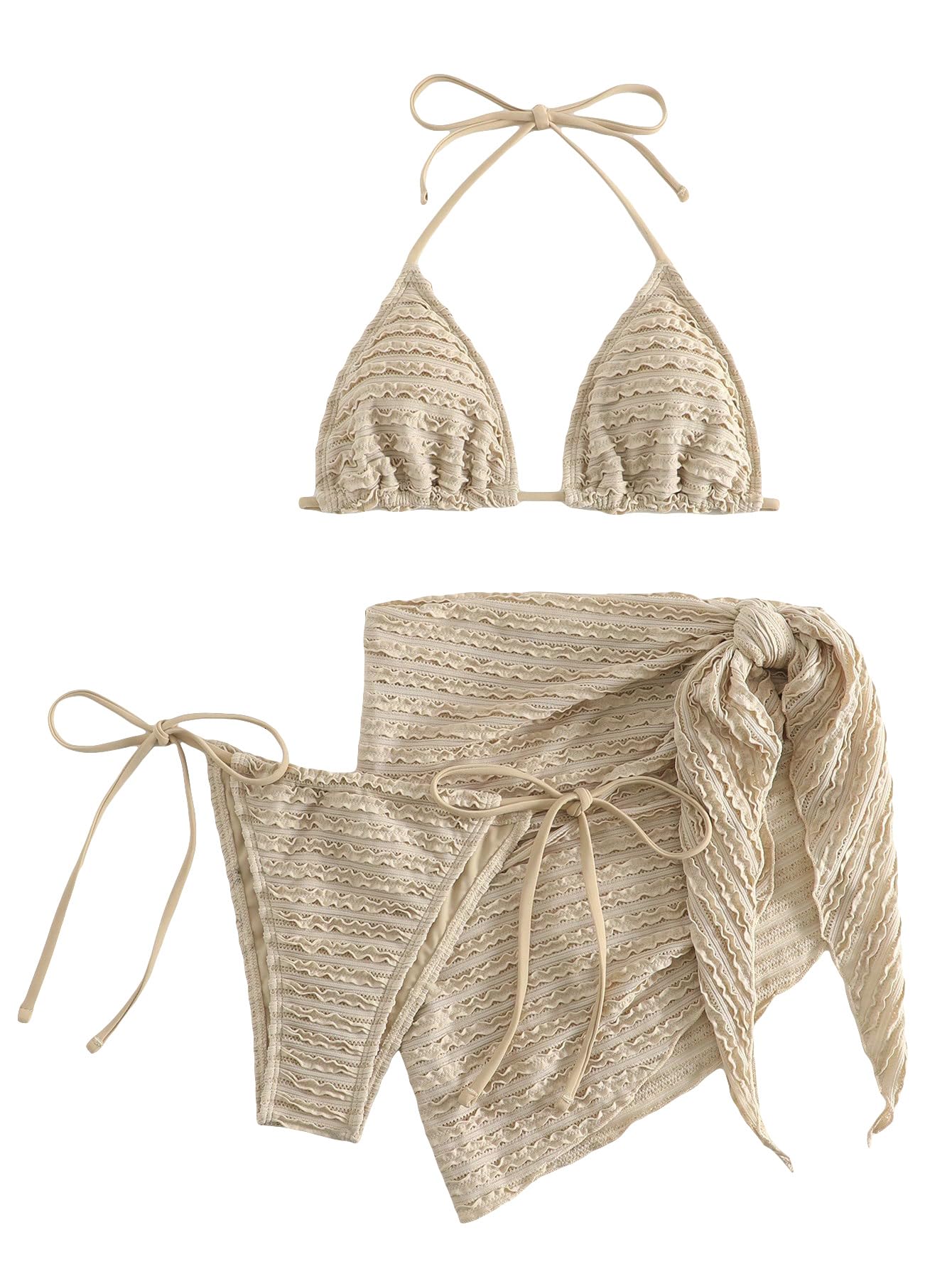 GORGLITTER Women's 3 Piece Swimsuits Halter Triangle String Bikini Set ...