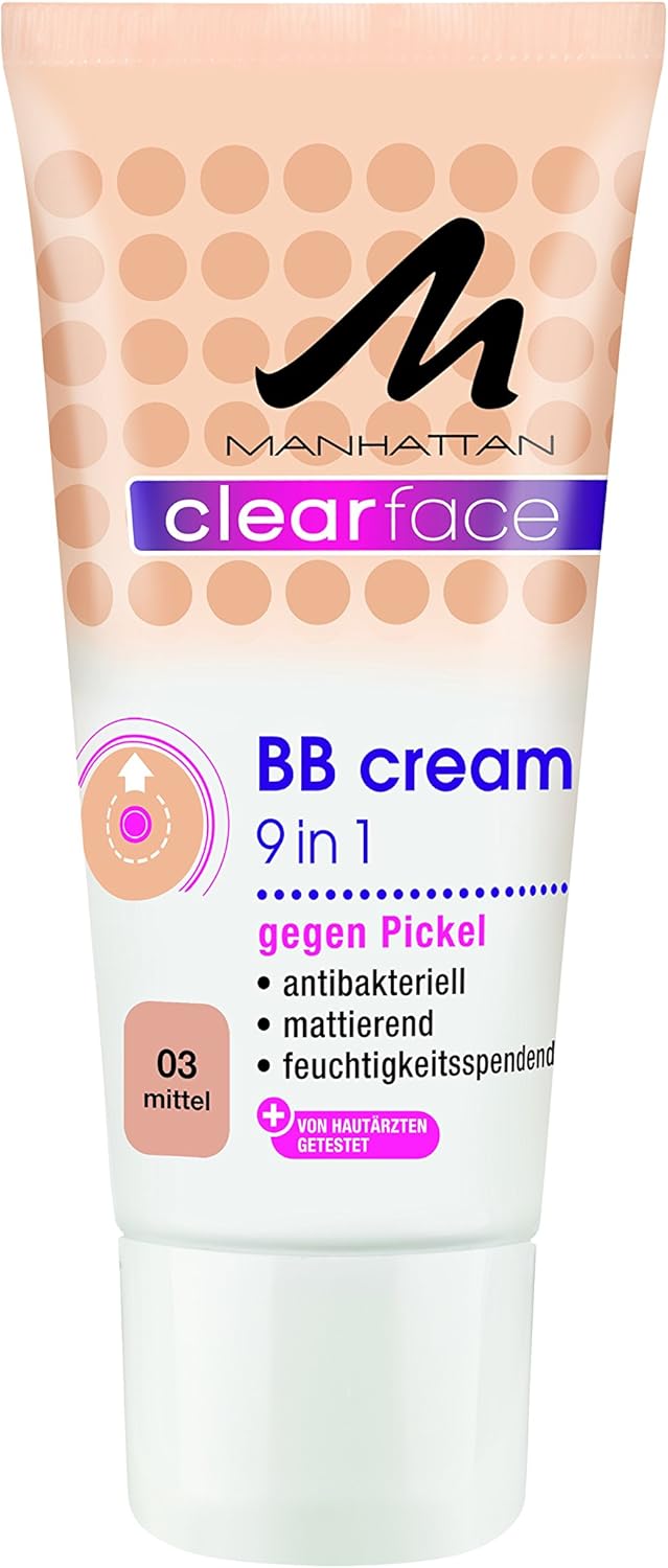 Manhattan Clear Face BB Cream 9 in 1 Antibacterial Cream (03 Dark ...