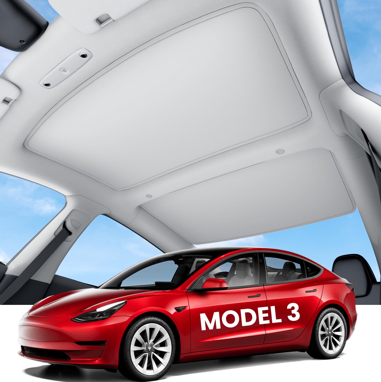 REEVAA 2025 Upgrade Tesla Model 3 Sunshade Roof [No Gaps, No-Sagging ...