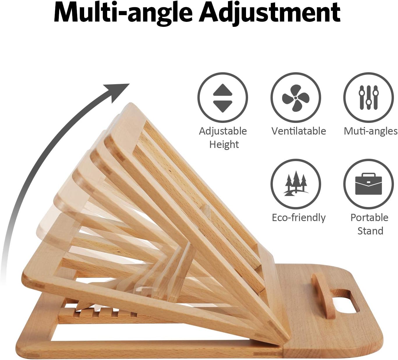 RAVEGO Laptop Stand, Foldable Wooden Laptop Riser Adjustable Computer ...