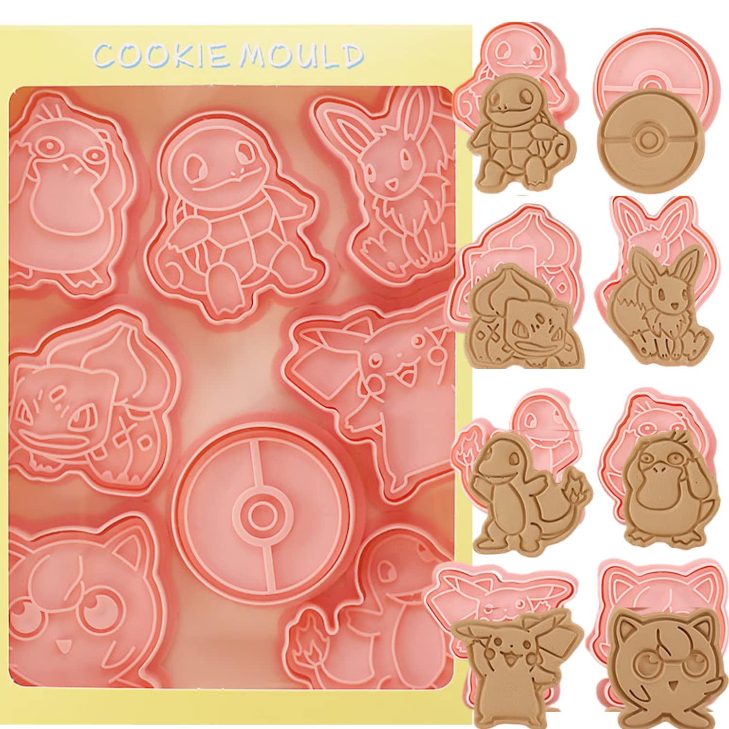 Orapink Cookie Cutter-8 Plastic Cookie Stamps-Cartoon Fun Cookie Mold ...